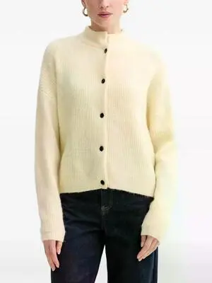GESTUZ Button-up Ribbed Cardigan - Yellow