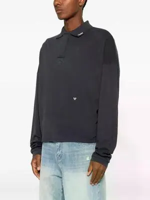 Rhude Logo-embroidered Long-sleeve Polo Shirt - Blue