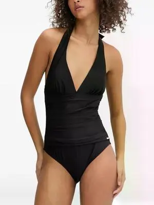 Dkny Halterneck Ruched Swimsuit - Black