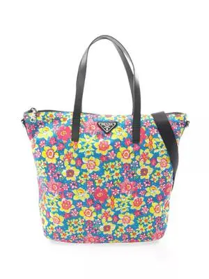 Prada 2013-2026 Tessuto Stampato Satchel - Blue
