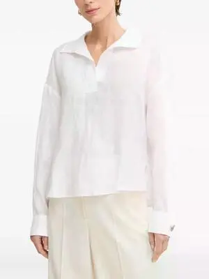 Emporio Armani Armani Exchange Linen Poplin Long-sleeve Shirt - White