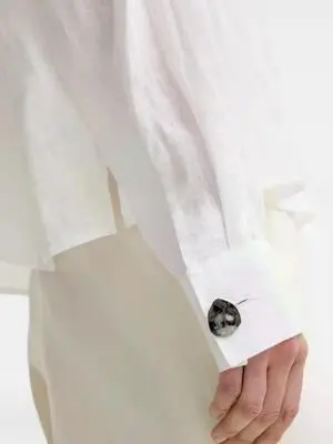 Emporio Armani Armani Exchange Linen Poplin Long-sleeve Shirt - White