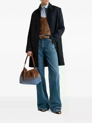 Etro Leather Corset Top With Floral Motif