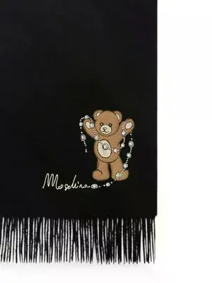 Moschino Teddy Bear Fringed Scarf
