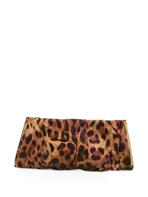 Dolce & Gabbana Pleated Leopard-print Clutch Bag