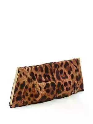 Dolce & Gabbana Pleated Leopard-print Clutch Bag
