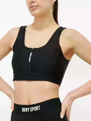 Dkny Zip-front Sports Bra - Black