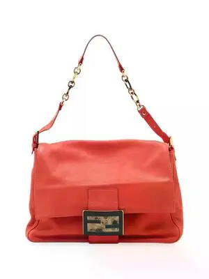 Fendi 2000-2010 Shimmer Leather Mamma Forever Shoulder Bag - Red