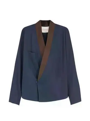 CO.GO Wrap-style Silk Shirt - Blue
