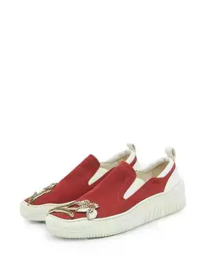 N°21 Embellished Floral-patch Sneakers - Red
