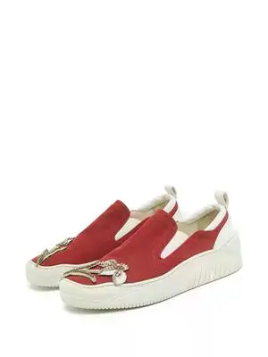 N°21 Embellished Floral-patch Slip-on Sneakers