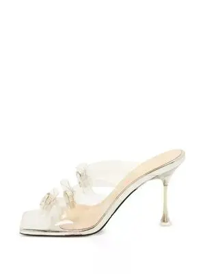 Mach & Mach Triple Bow Embellished High Heel Sandals - White