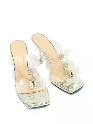 Mach & Mach Triple Bow Embellished High Heel Sandals - White