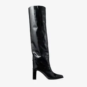 JIMMY CHOO Caly Over The Knee 85 Shiny Eel-embossed Leather Knee-high Boots - Black