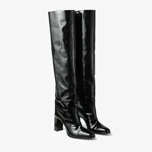 JIMMY CHOO Caly Over The Knee 85 Shiny Eel-embossed Leather Knee-high Boots