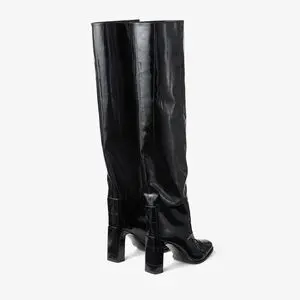 JIMMY CHOO Caly Over The Knee 85 Shiny Eel-embossed Leather Knee-high Boots
