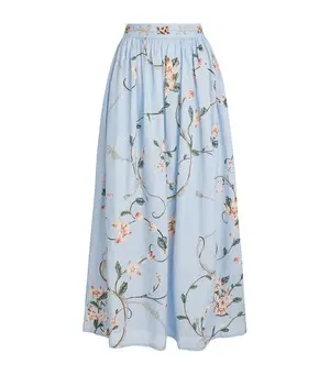 Agua Bendita Cotton Tangelo Navegante Maxi Skirt - Blue