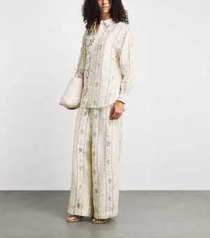 Agua Bendita Cecilia Navegante Embroidered Linen Shirt