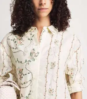 Agua Bendita Cecilia Navegante Embroidered Linen Shirt