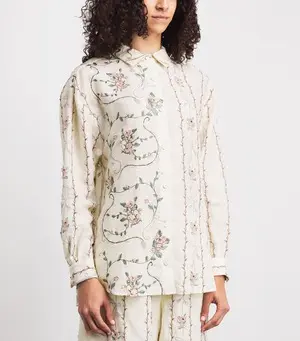 Agua Bendita Cecilia Navegante Embroidered Linen Shirt