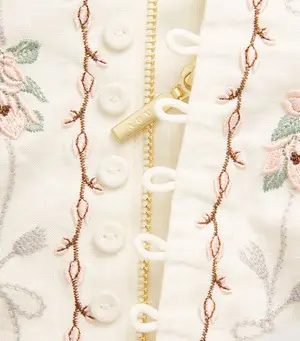 Agua Bendita Strapless Embroidered Linen Corset Top
