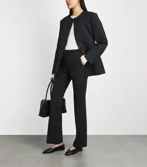 Theory Wool Flared Trousers - Black