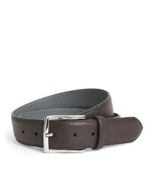 Corneliani Leather Belt With Dollar Print - Brown