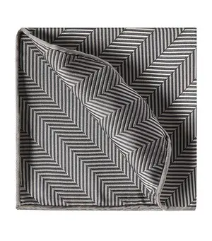 Brunello Cucinelli Silk Chevron Pocket Square - Black