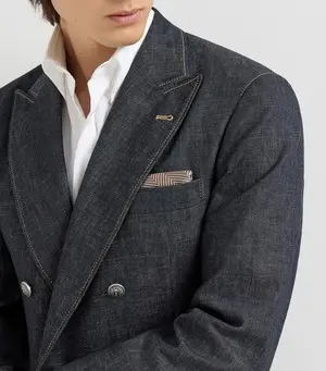 Brunello Cucinelli Silk Chevron Pocket Square