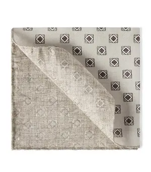 Brunello Cucinelli Silk Geometric Square Pocket Square - Blue