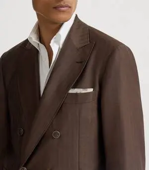 Brunello Cucinelli Silk Geometric Square Pocket Square