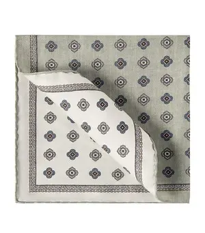 Brunello Cucinelli Silk Medallion Pocket Square - Green