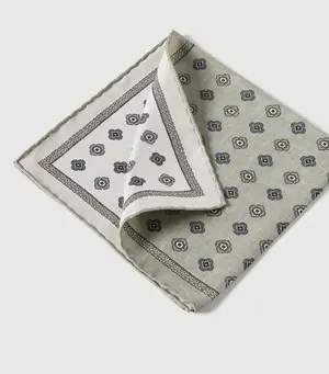 Brunello Cucinelli Silk Medallion Pocket Square