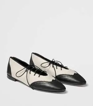 JIMMY CHOO Margot Leather Lace-up Flats