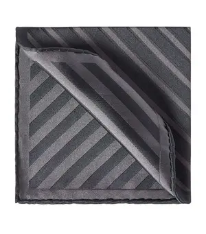 Brunello Cucinelli Silk Stripe Pocket Square - Grey
