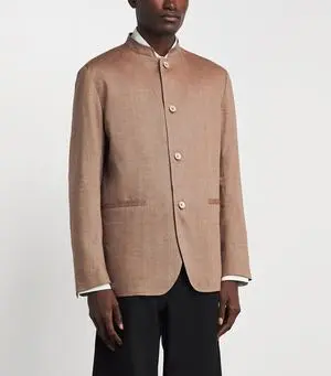 Paul Smith Wool-linen Stand-collar Blazer