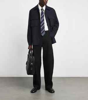 Paul Smith Worsted Wool Overshirt - Navy