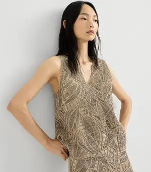 Brunello Cucinelli Embroidered Sleeveless Top