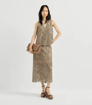 Brunello Cucinelli Embroidered Sleeveless Top