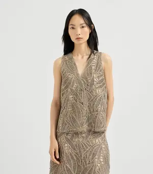 Brunello Cucinelli Embroidered Sleeveless Top