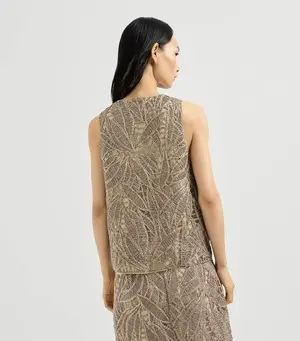 Brunello Cucinelli Embroidered Sleeveless Top