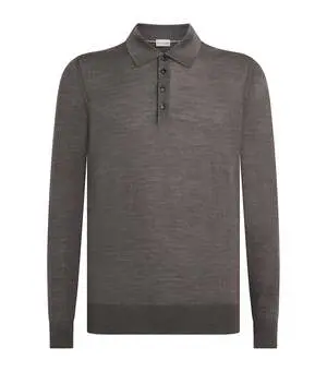 Pal Zileri Wool-silk Long-sleeved Polo Shirt - Grey