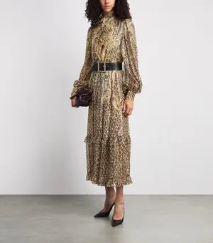Etro Silk-blend Leopard Midi Dress
