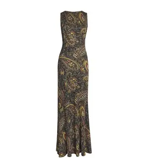 Etro Ribbed Paisley Maxi Dress - Green