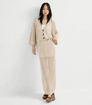 Brunello Cucinelli Embellished Knit Maxi Skirt