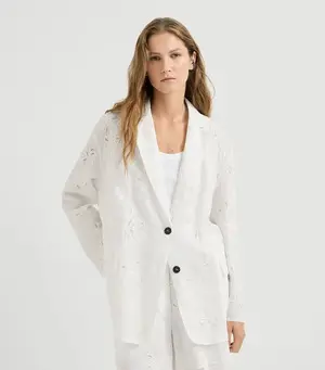 Brunello Cucinelli Cotton Monili Organza Blazer