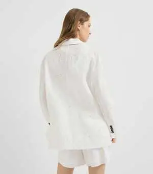 Brunello Cucinelli Cotton Monili Organza Blazer