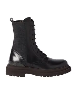 Brunello Cucinelli Leather Monili Ankle Boots