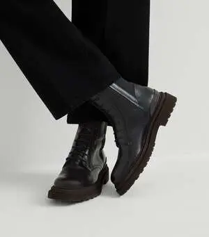 Brunello Cucinelli Leather Monili Ankle Boots