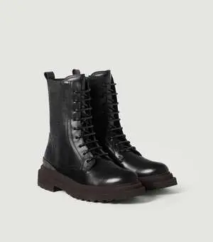 Brunello Cucinelli Leather Monili Ankle Boots
